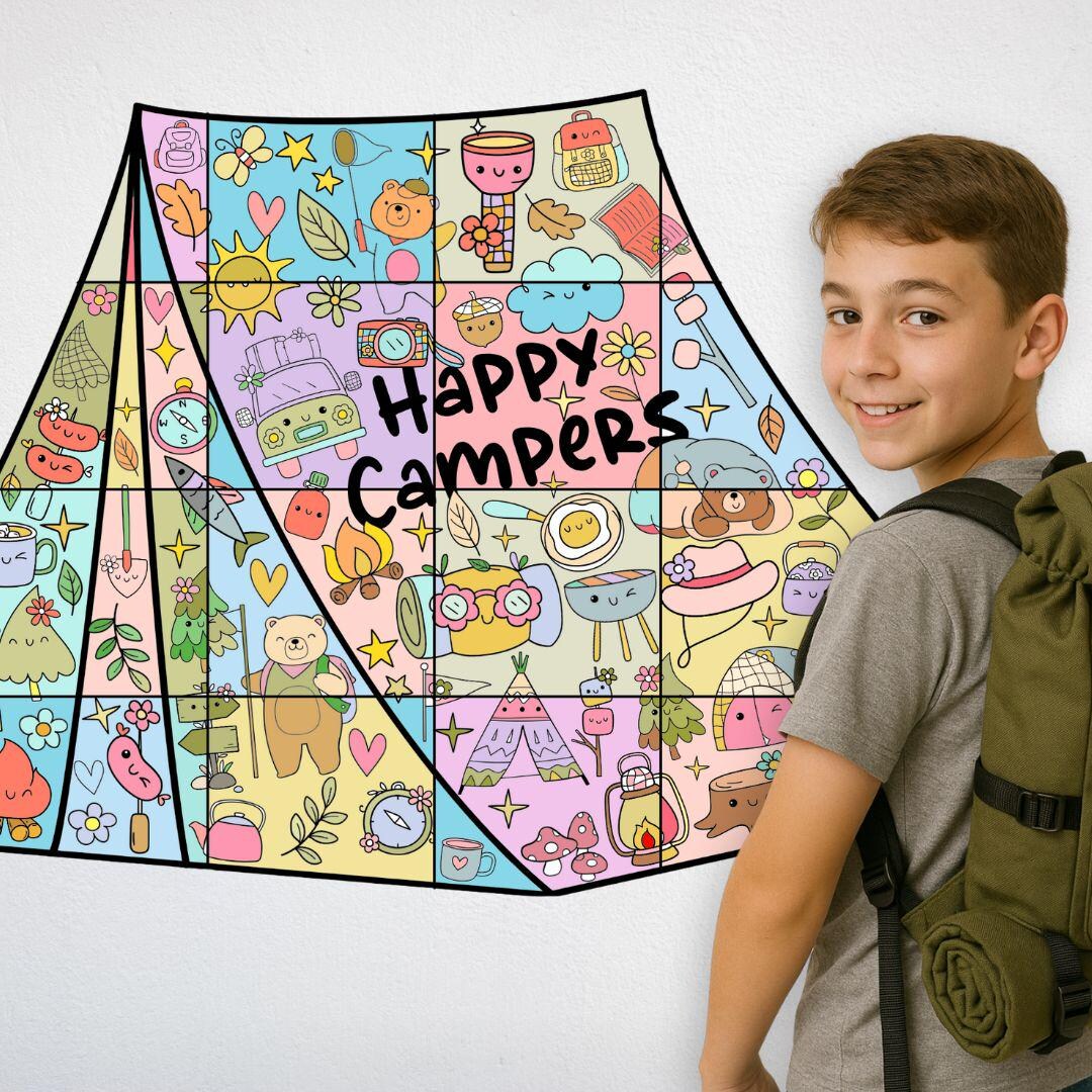 Camping Tent Collaborative Poster for Kids to Color and Use as Photo Op ...