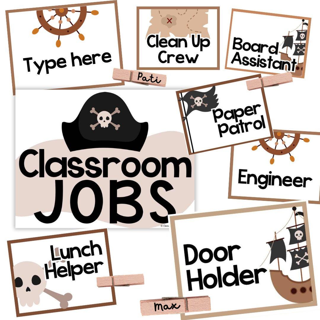 Pirates Classroom Jobs Display, Editable, Perfect for Bulletin Board ...