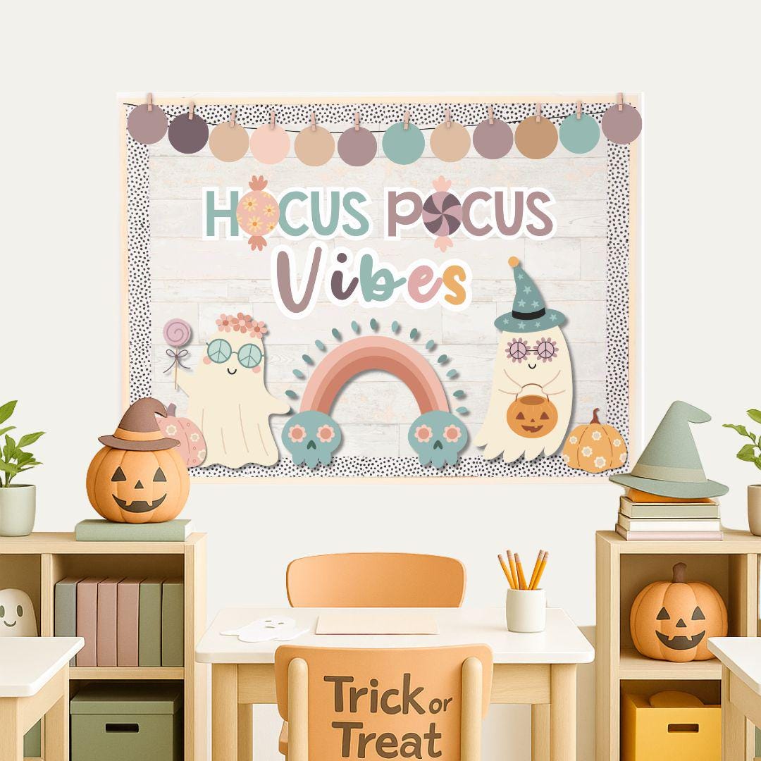 Groovy Halloween Ghosts Classroom Decor – Retro Bulletin Board, Door ...