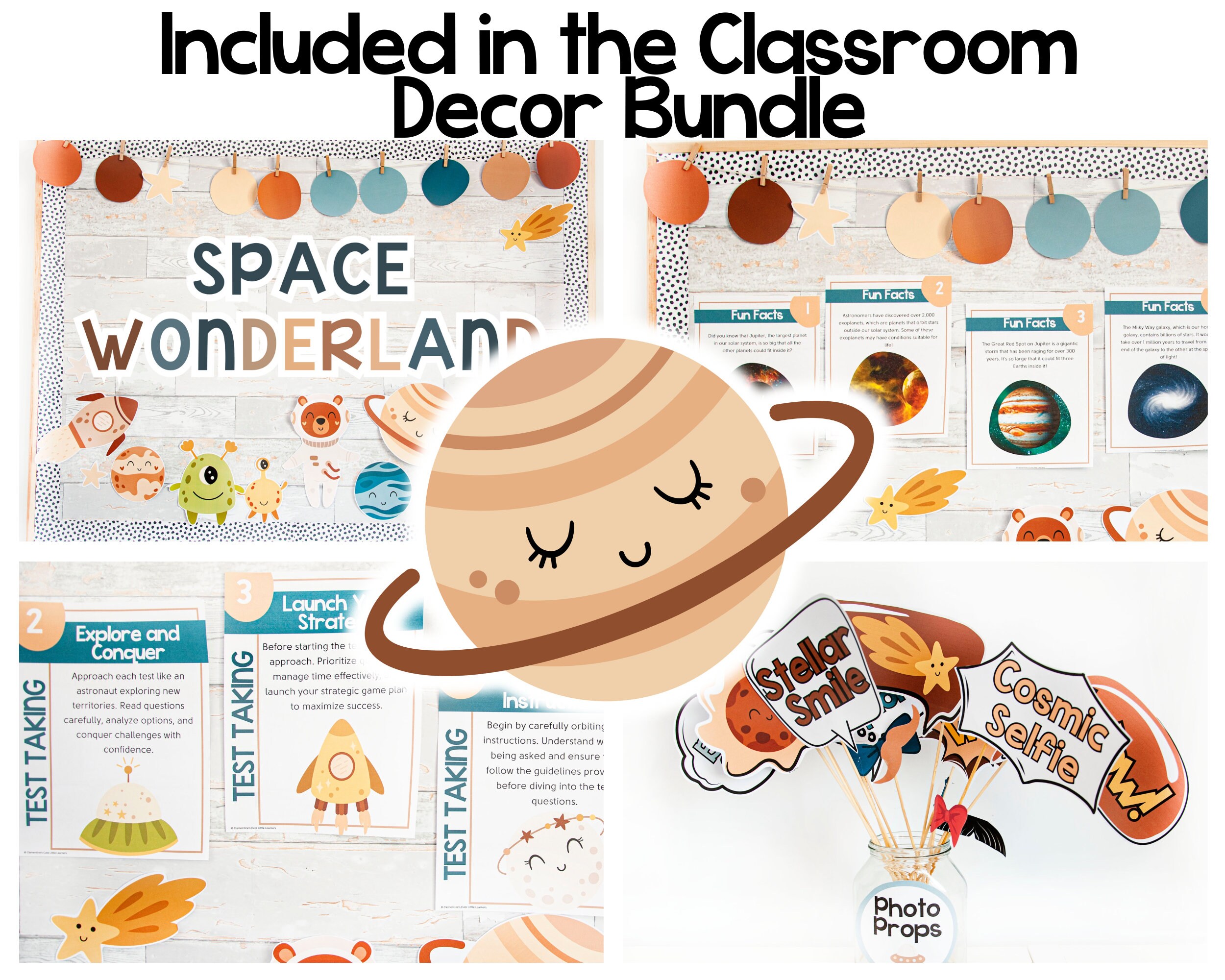 Classroom Calendar Boho Space Themed Back to School Bulletin - Etsy