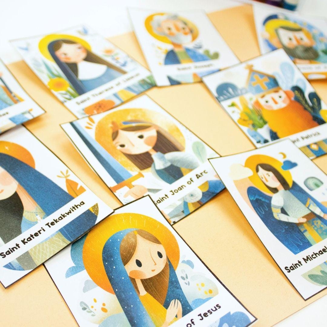 Catholic Saints Flash Cards - 30 Illustrated Memo Facts Printable for ...