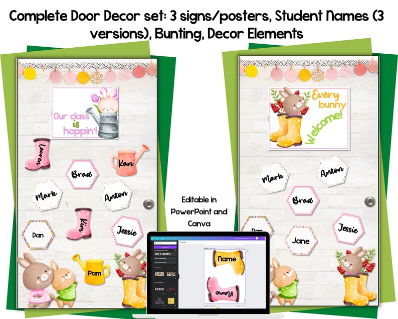 Spring Bunny Classroom Decor Bundle Bulletin Board, Posters, Door Decor ...