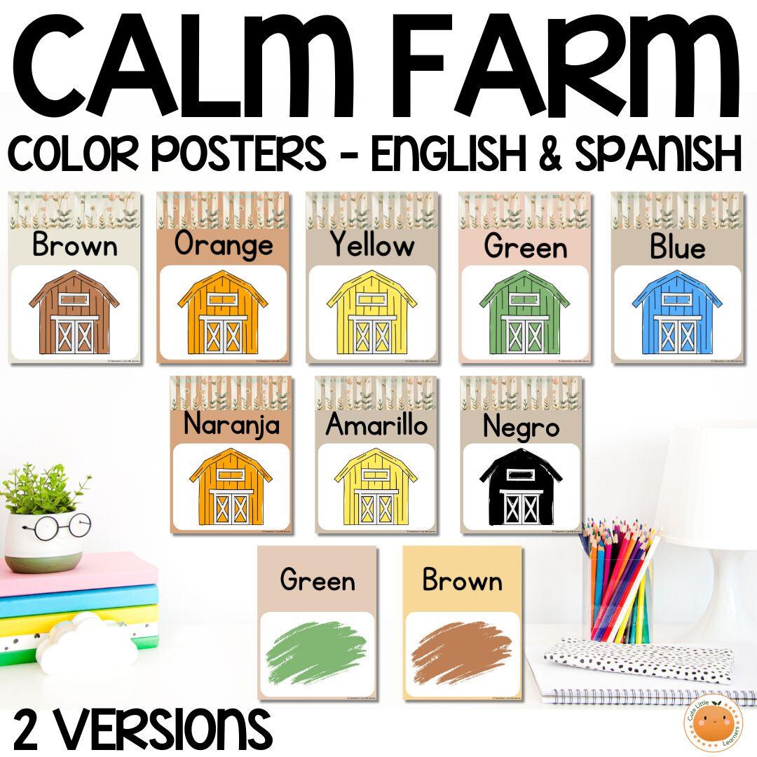 Farm Themed Color Posters English & Spanish for Classroom Decor and ...