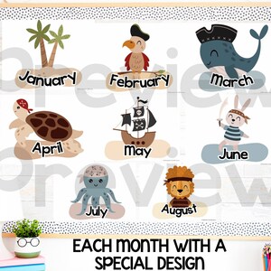 Birthday Display Pirates Themed, Editable Birthday Bulletin Board ...