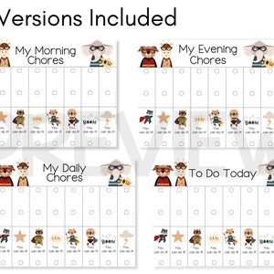 Printable Chore Charts Superhero Themed, Editable Visual Schedule ...