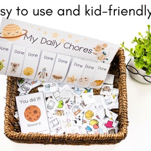 Boho Space Printable Chore Charts, Editable Visual Schedule & Chore ...