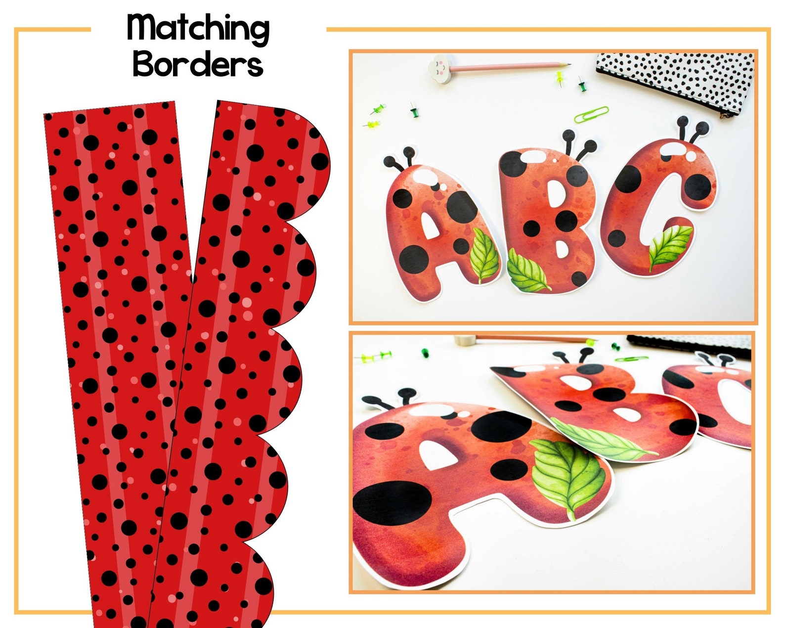 Ladybug Letters Bulletin Board Titles / Classroom & Door Decor ...