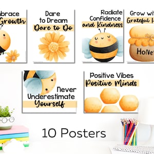 Busy Bee Growth Mindset Posters - Motivational Notes, Social Emotional ...