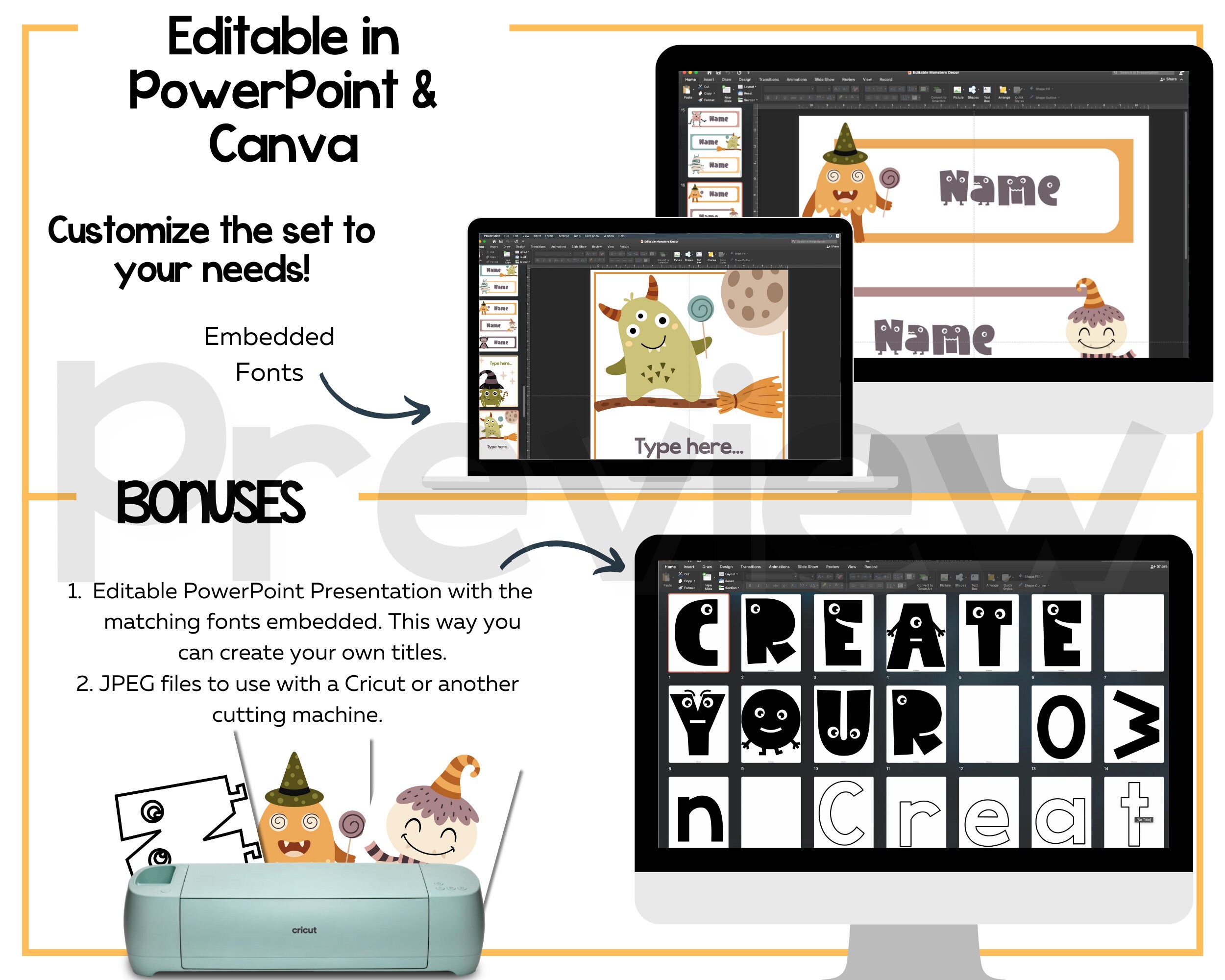 Cute Halloween Monsters Classroom Decor Bulletin Board Door - Etsy