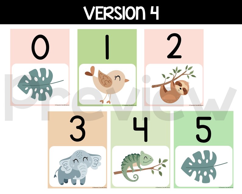 Jungle-safari Themed Number Posters for Bulletin Boards & - Etsy