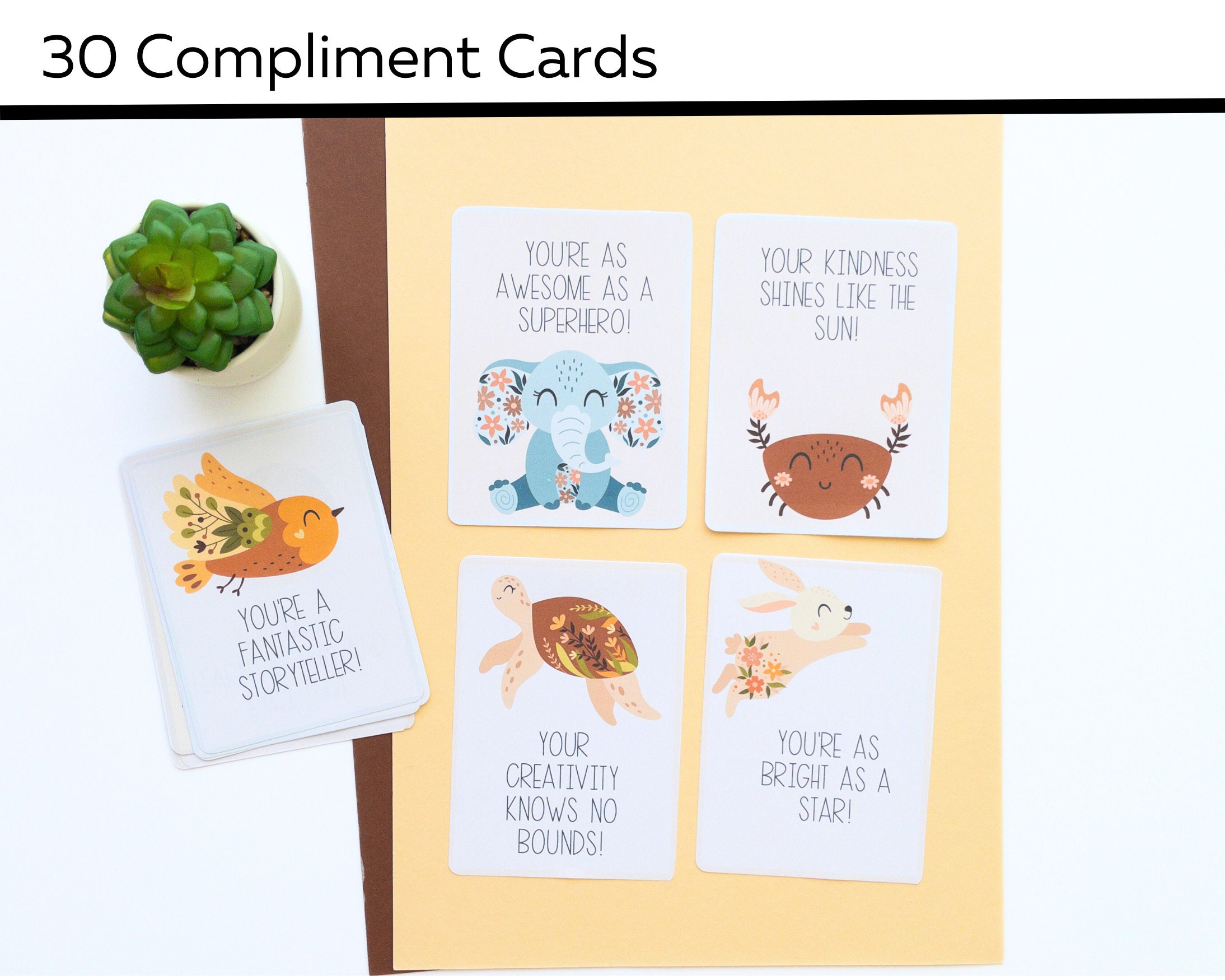 Editable Compliment Cards – Animal and Wildflower Kindness Notes for ...