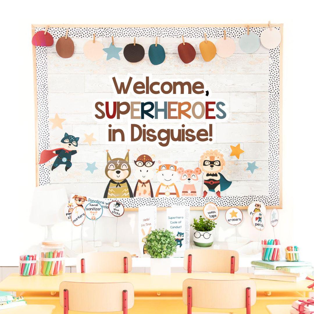 Superheroes Back to School & Meet the Teacher Kit, Editable Welcome ...