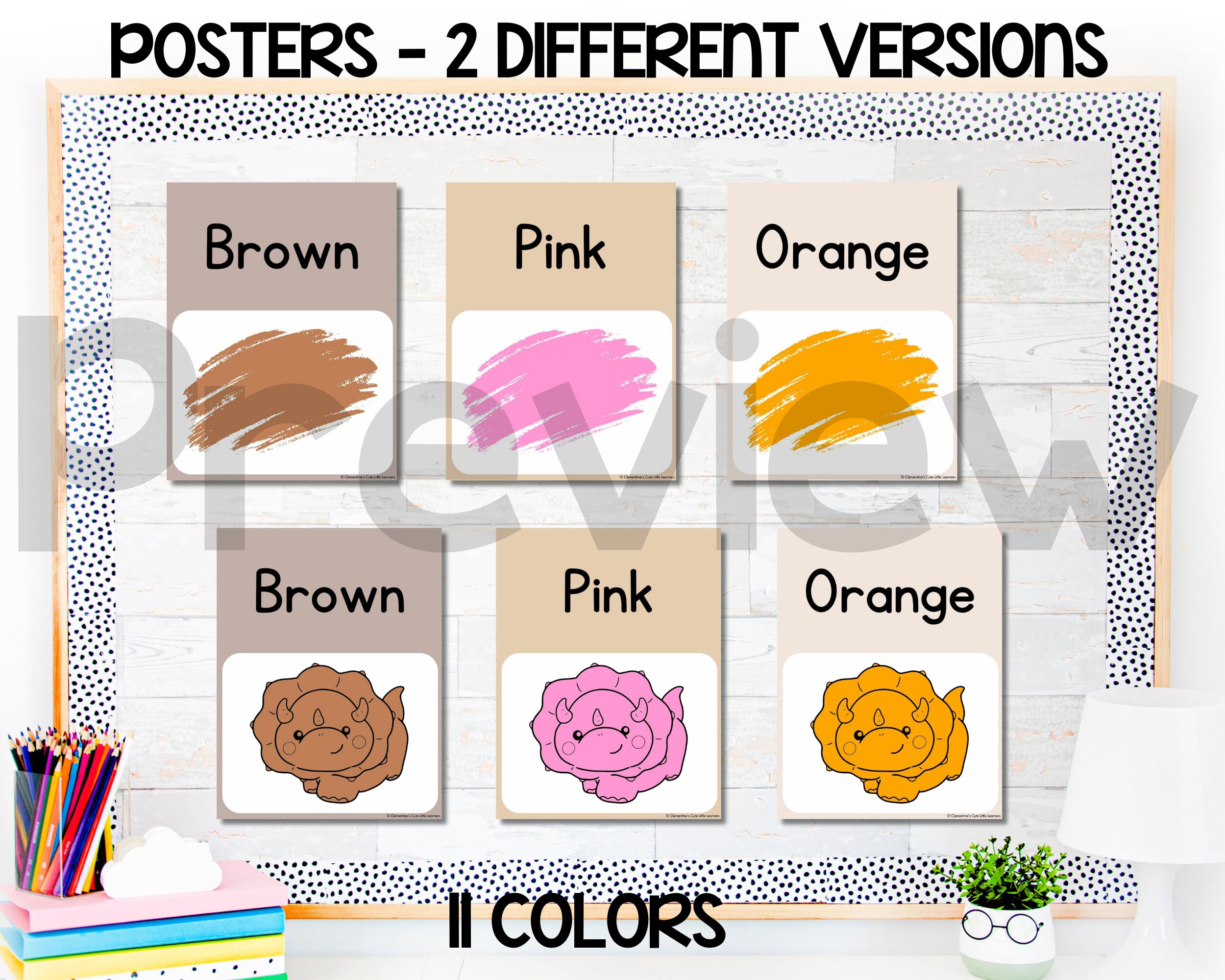 Boho Dinosaurs Themed Color Posters for Bulletin Boards and - Etsy
