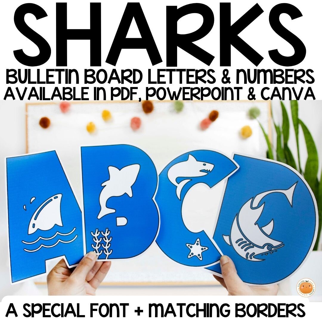 Shark Letters & Numbers for Shark Week Bulletin Board / Classroom and ...