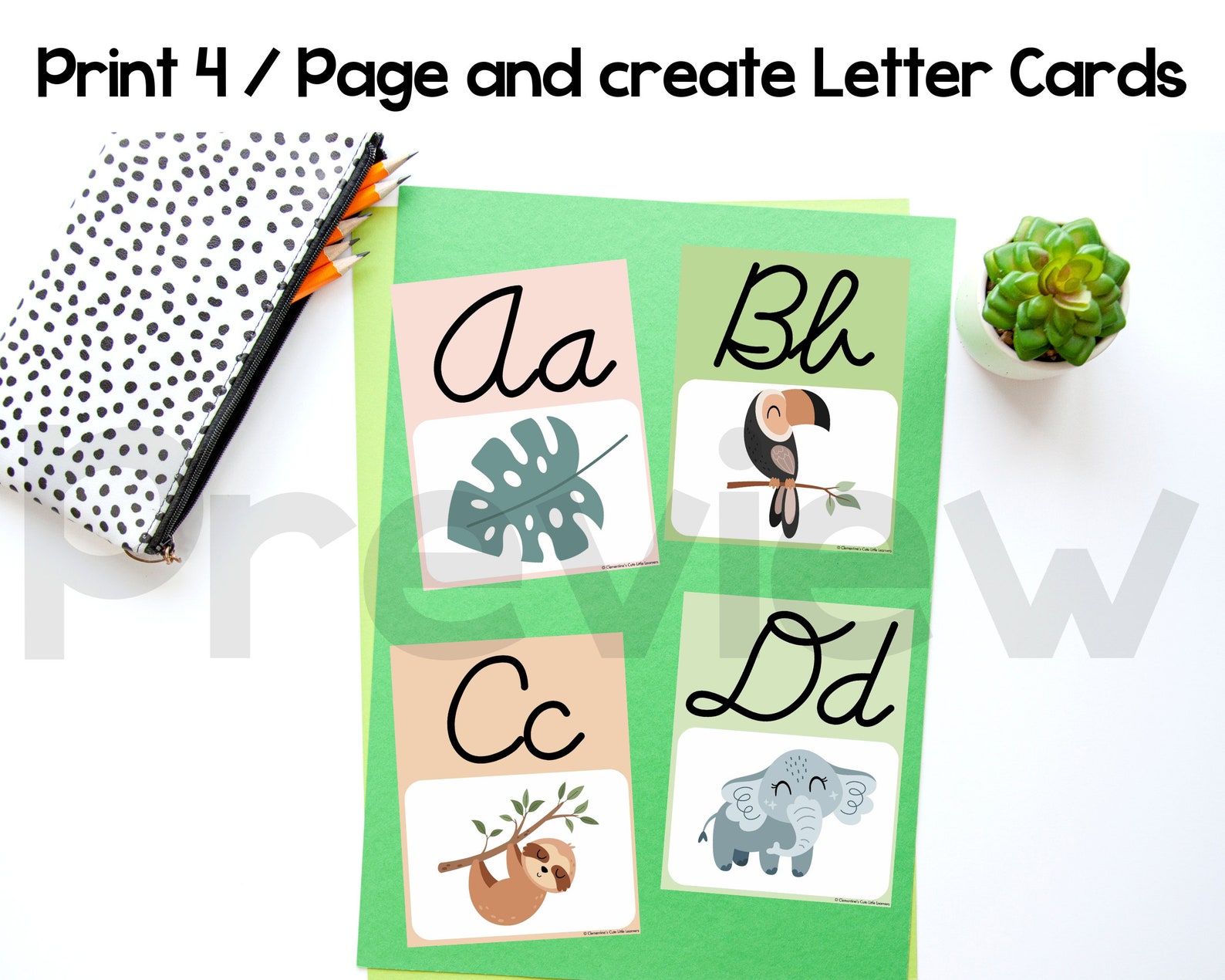 Alphabet Posters Jungle Safari Themed Primary, Cursive & Decorative ...