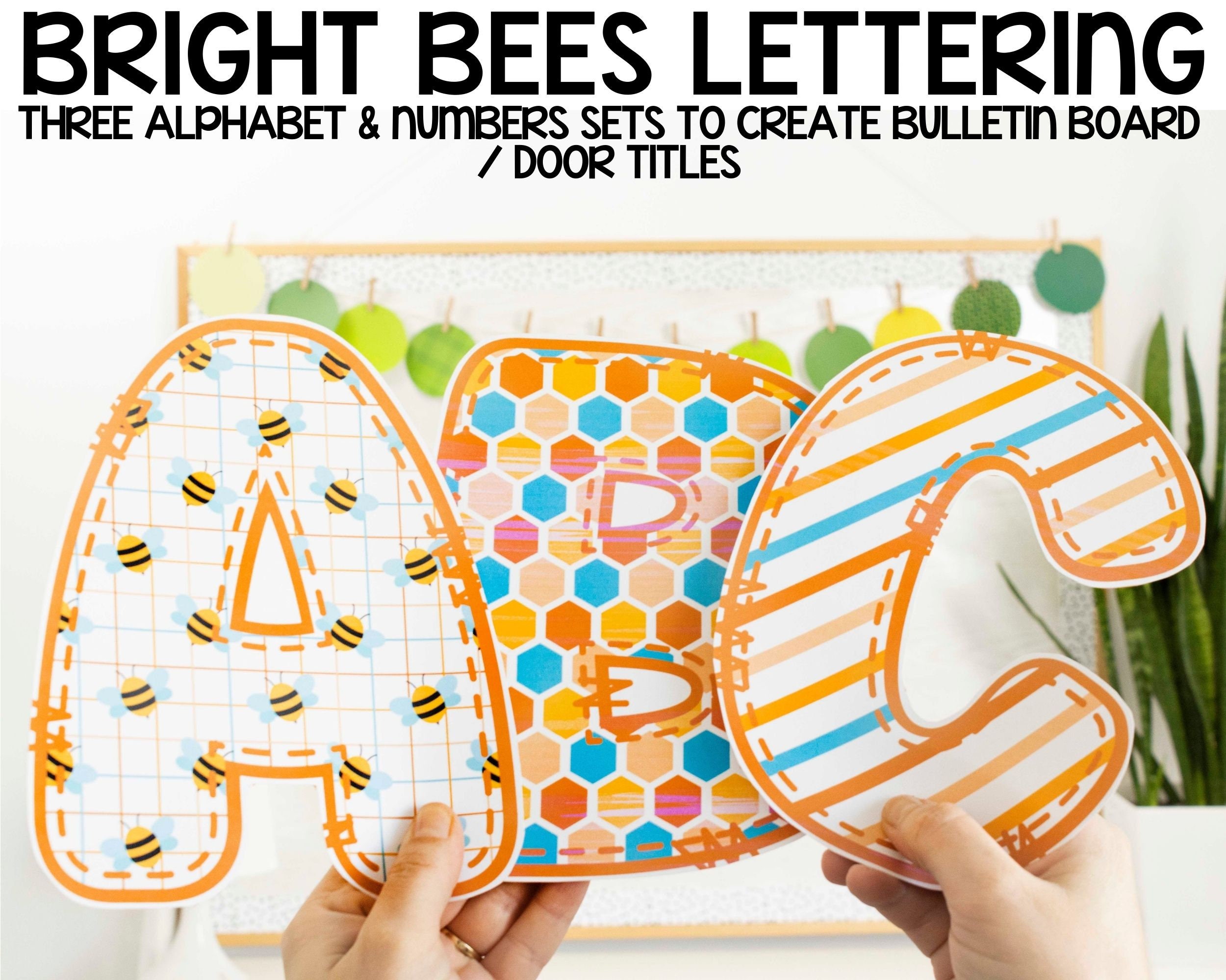 Bright Bees Lettering for Bulletin Board Titles / Classroom and Door ...