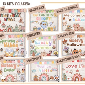 Retro Classroom Decor Bundle, Year-round Bulletin Boards & Door Decor ...