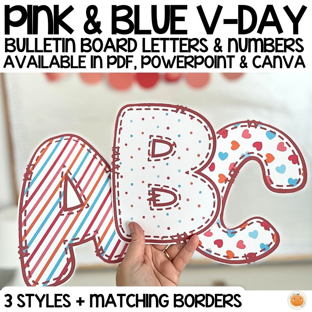 Pink & Blue Valentine's Day Lettering for Bulletin Board Titles ...