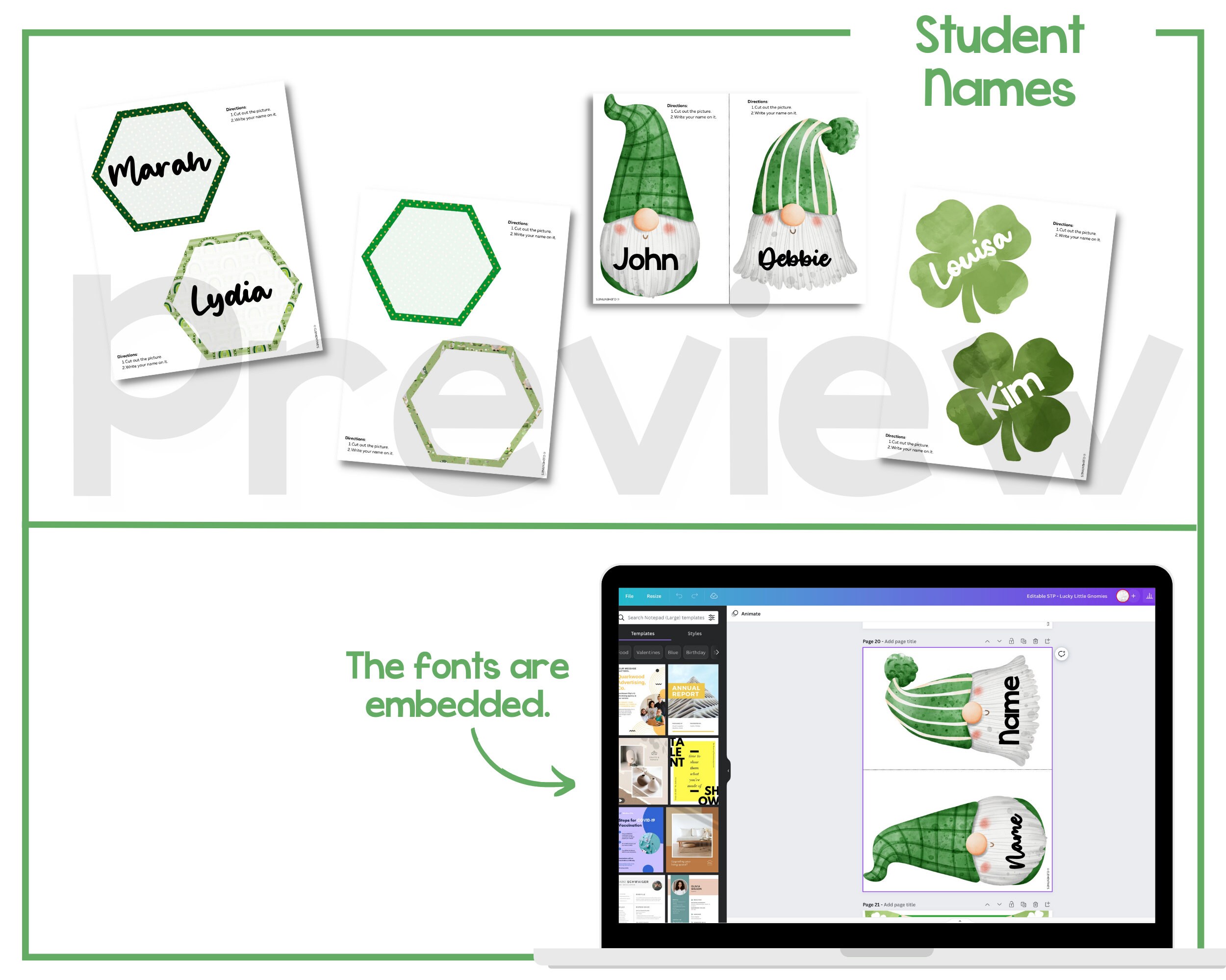 St. Patrick's Day Gnomes Door Decor, Editable & Interactive Classroom ...