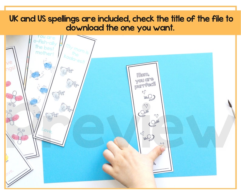 Mother's Day Craft Fingerprint Bookmarks, Print-and-go Templates in ...