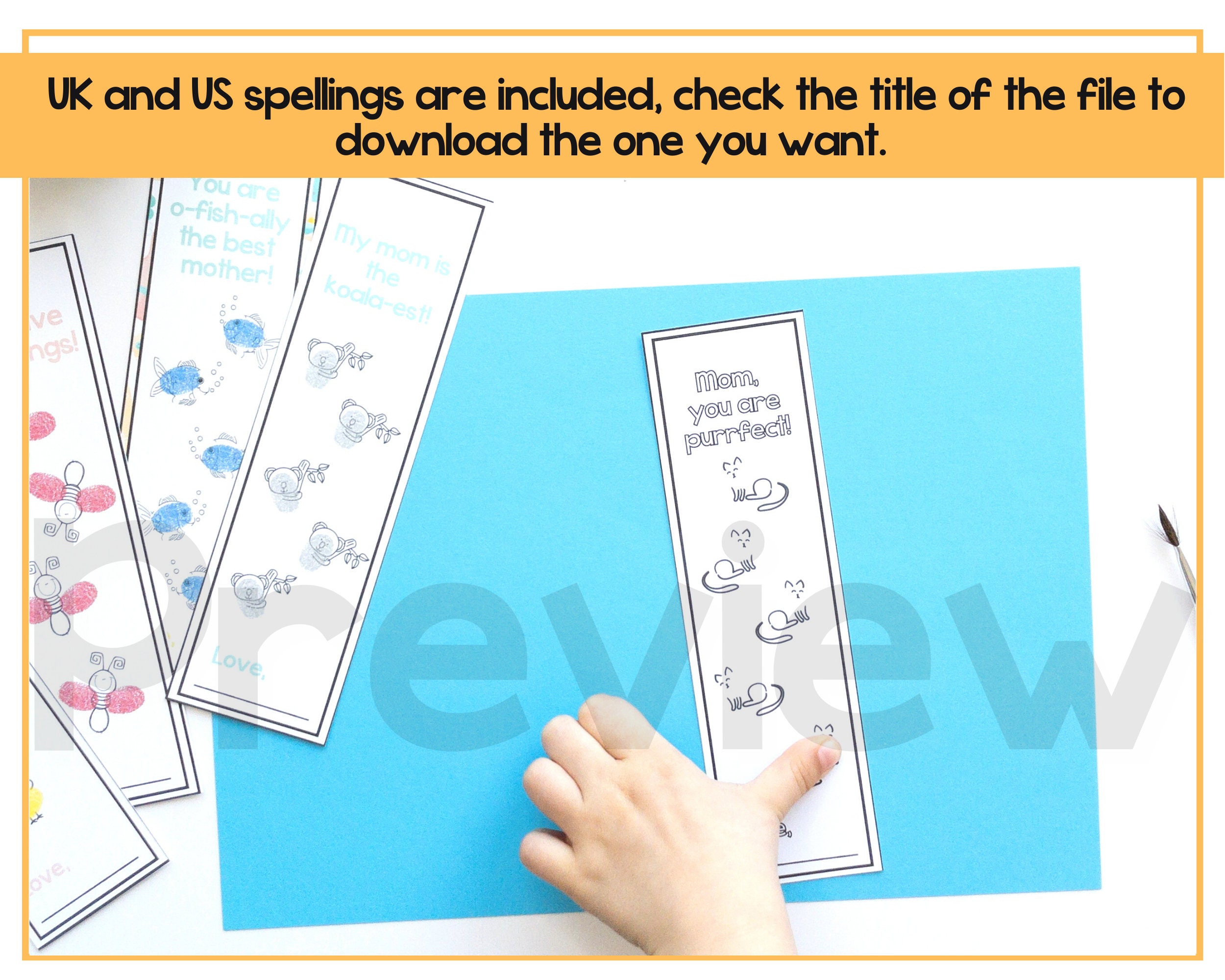 Mother’s Day Fingerprint Bookmarks – Printable Keepsake Templates for ...