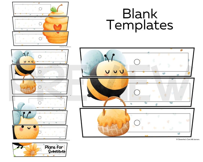 Editable 10 Drawer Rolling Cart Labels Set Busy Bee Themed Editable ...