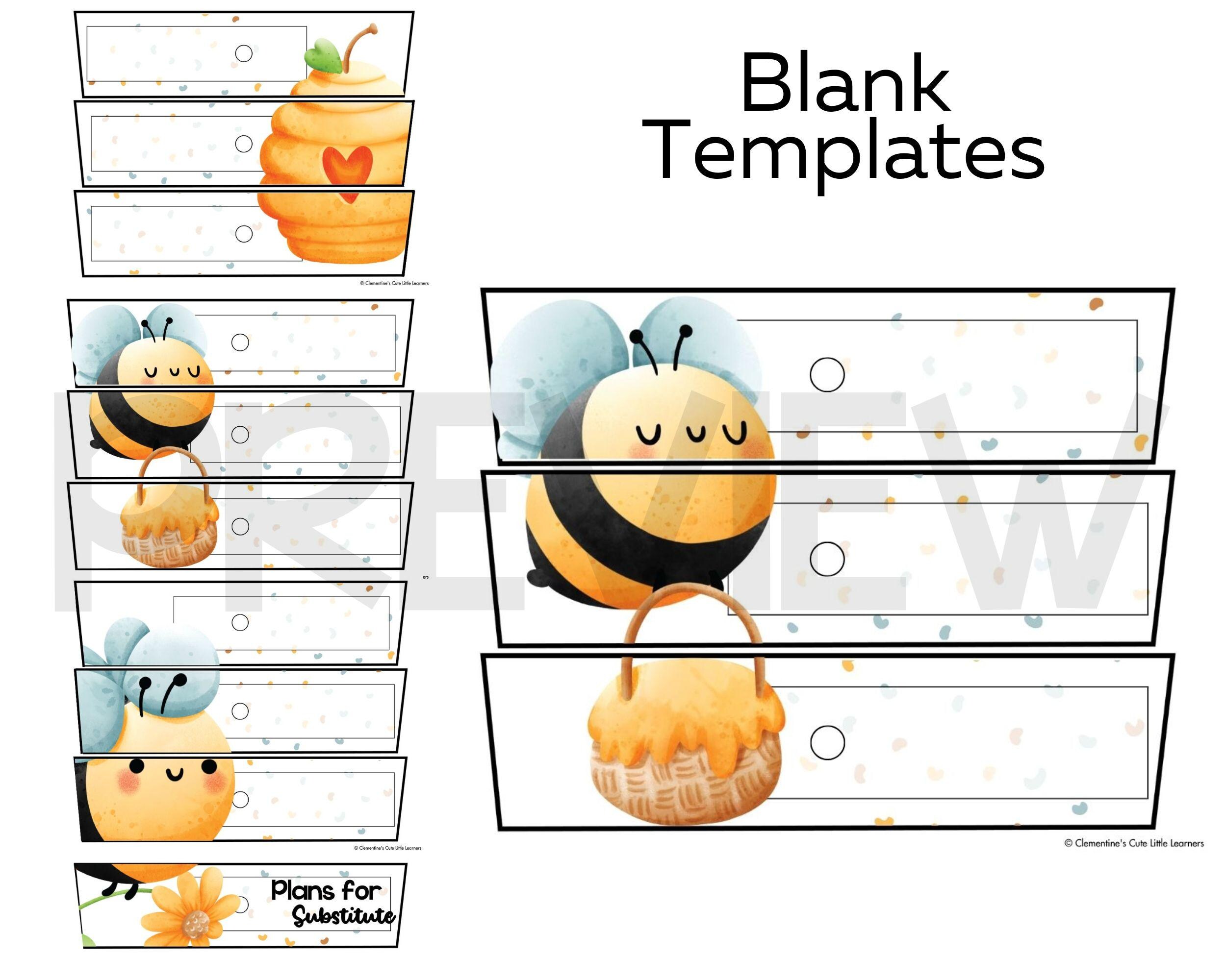Editable 10 Drawer Rolling Cart Labels Set Busy Bee Themed Editable ...