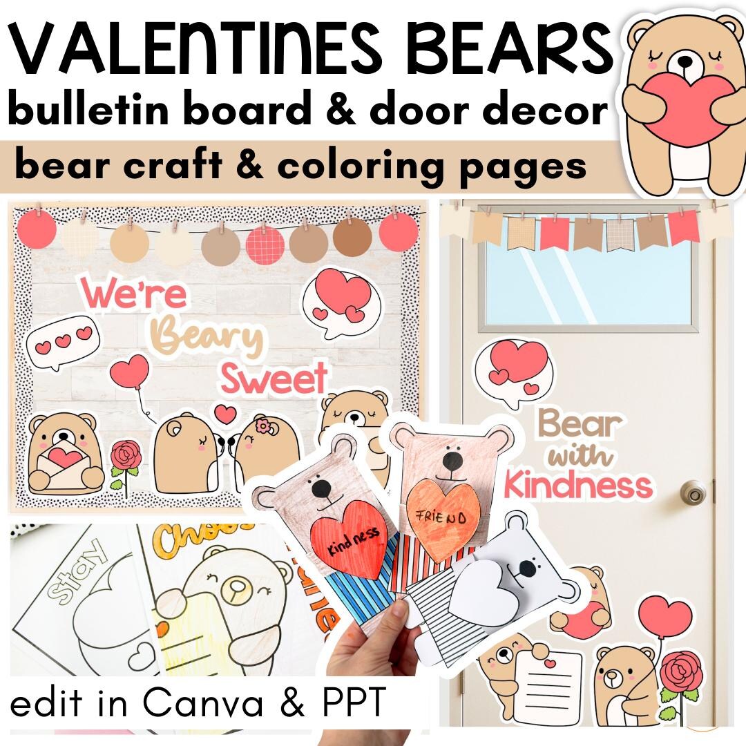 Valentine's Day Bearsbulletin Board Kit, Classroom Decor Posters ...