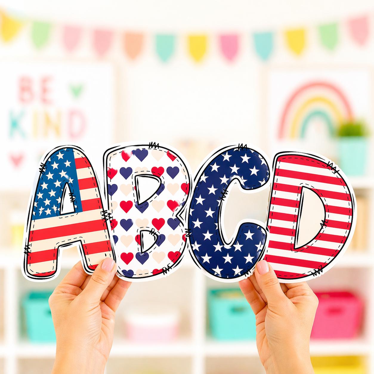 4th of July Letters & Numbers | Editable Bulletin Board, Door Titles ...