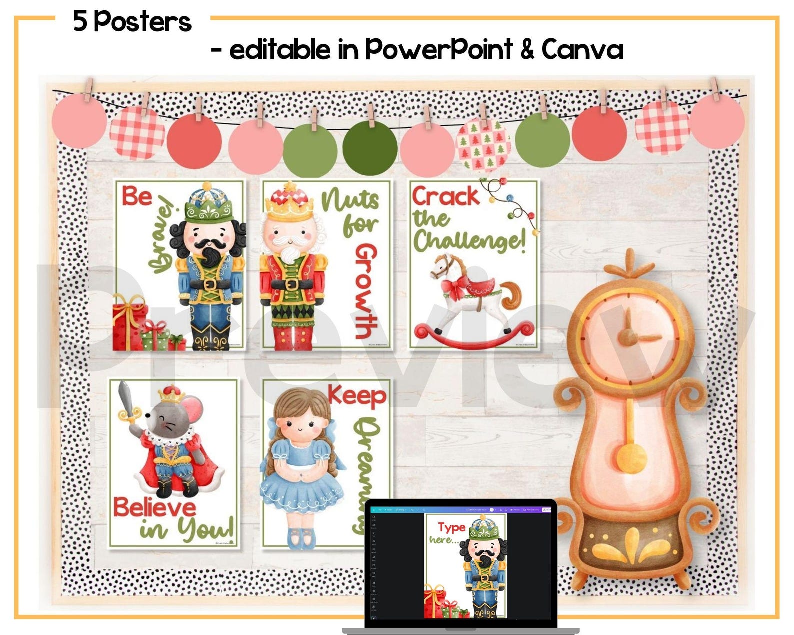 Nutcracker Christmas Classroom Decor | Bulletin Board & Door Kit With Bunting, Photo Craft ...
