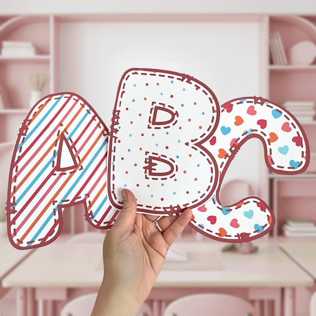 Pink & Blue Valentine's Day Lettering for Bulletin Board Titles ...