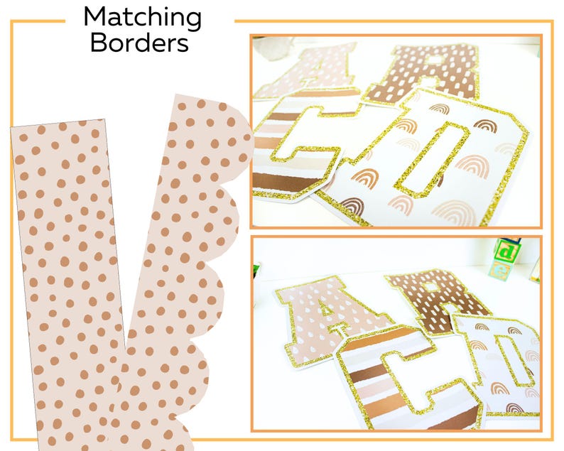 Printable Varsity Letters & Numbers - Boho Neutrals Theme for Bulletin ...