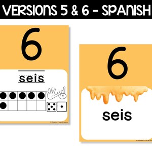 Bee Themed Number Posters for Classroom Decor, Spanish Version Included ...