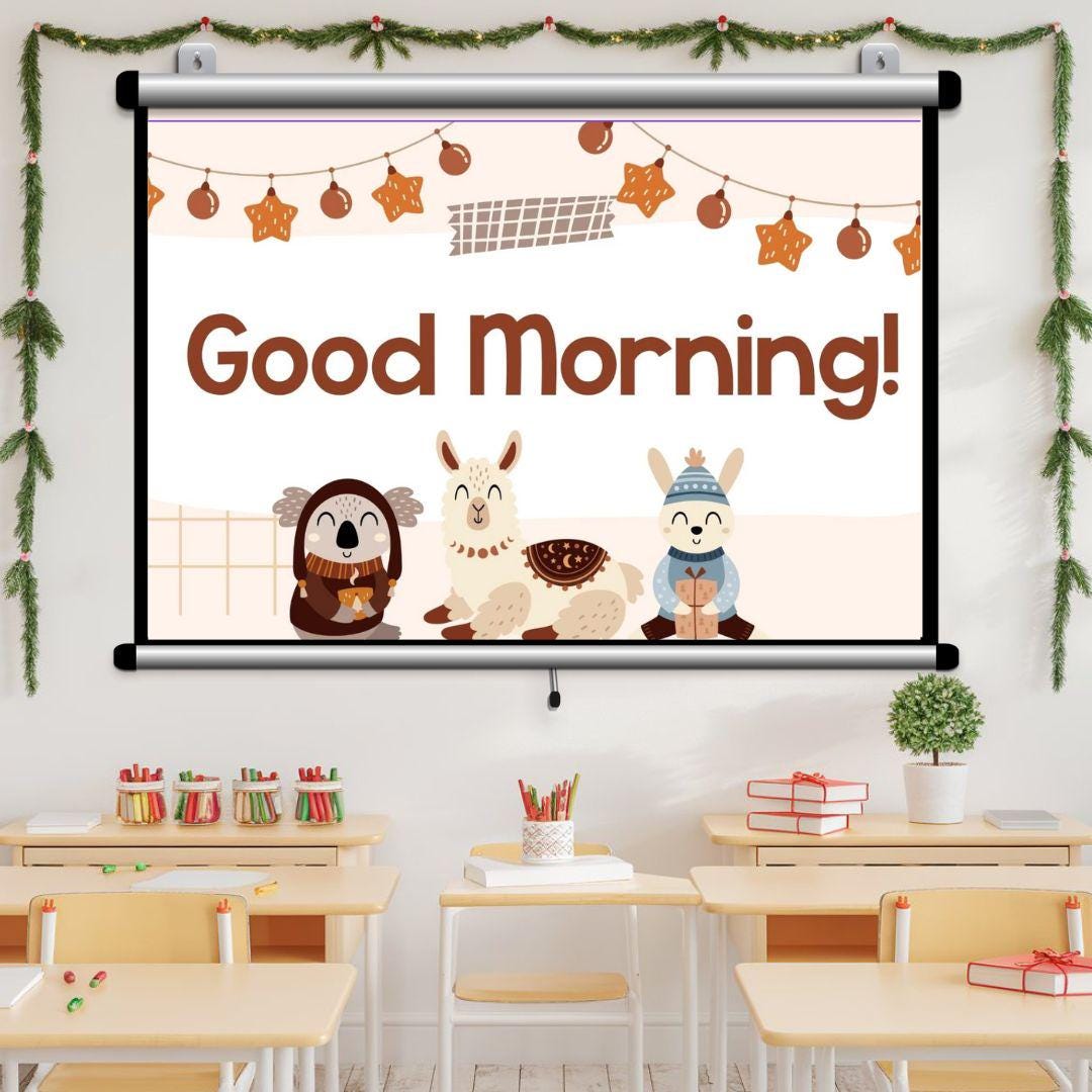 Winter Themed Daily Classroom Slide Templates With Timers, Centers ...