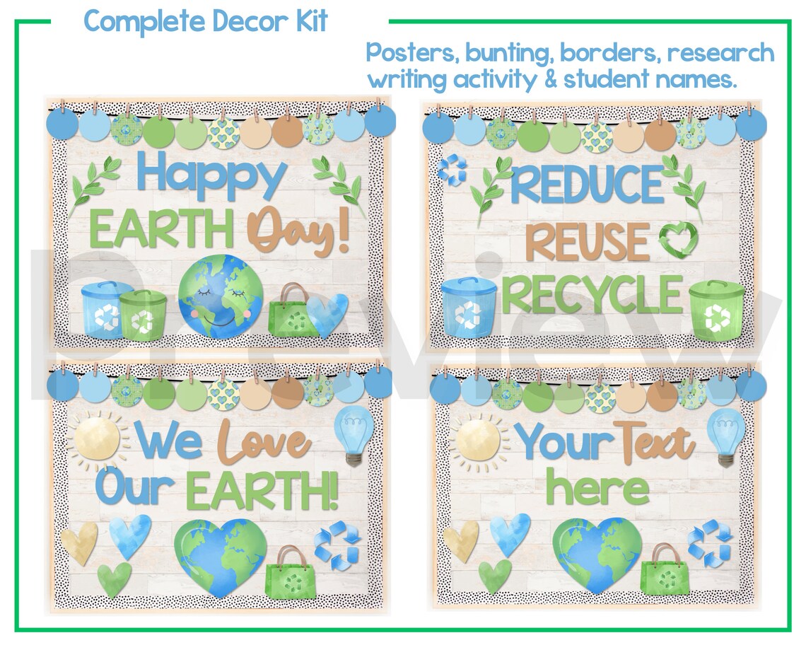 Earth Day Watercolor Bulletin Board & Classroom Decor - Etsy