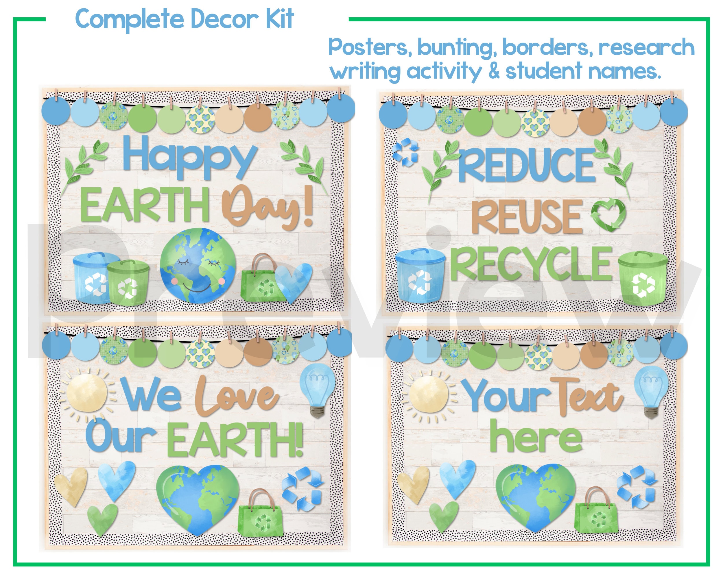 Earth Day Watercolor Bulletin Board & Classroom Decor - Etsy