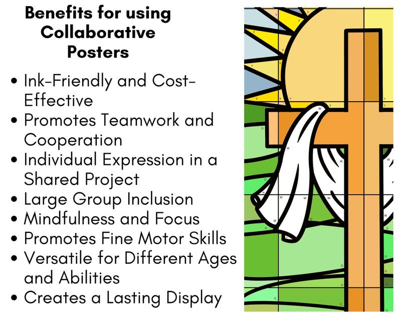 Christian Easter Collaborative Poster | Printable Stained Glass ...