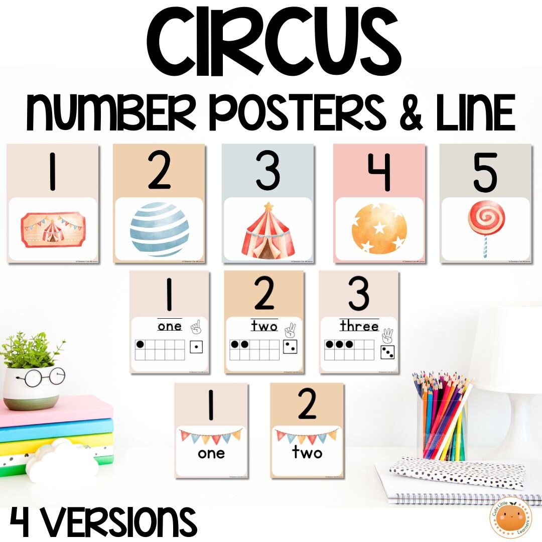 Circus Themed Number Posters for Bulletin Boards & Classroom Decor ...