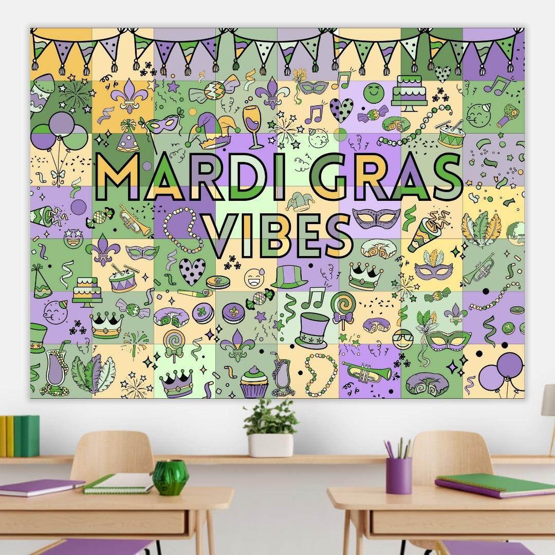 Mardi Gras Collaborative Poster for Kids - Printable Coloring Poster ...