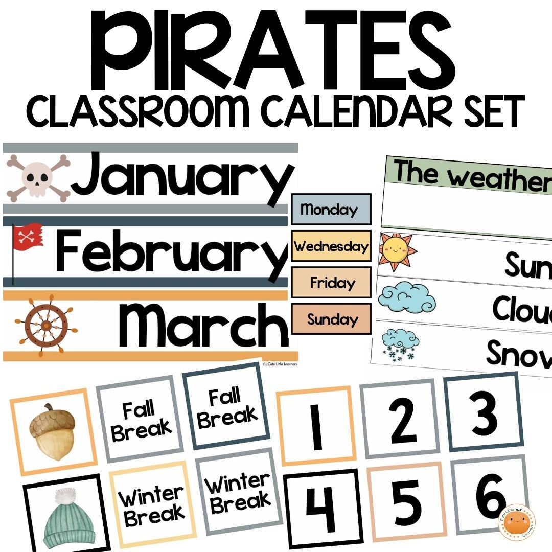 Classroom Calendar Pirates Themed Back to School Bulletin Board ...