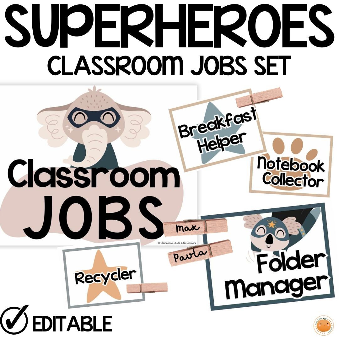 Editable Classroom Jobs Superheroes Themed Bulletin Board & Classroom ...