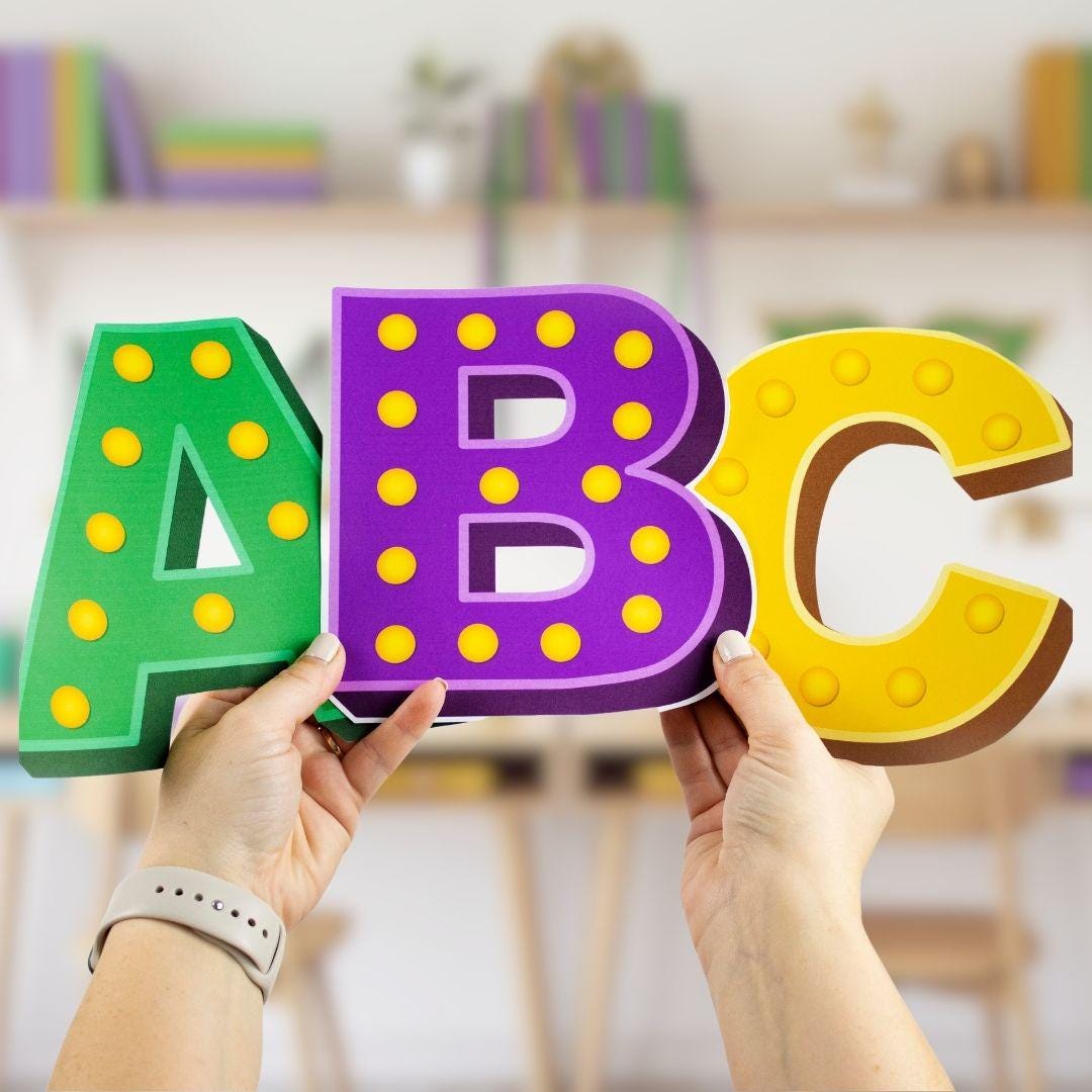 Mardi Gras Letters and Numbers for Bulletin Board Titles & Classroom ...