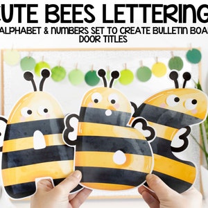 Bee Themed Bulletin Board Letters | Alphabet & Numbers Classroom Door ...