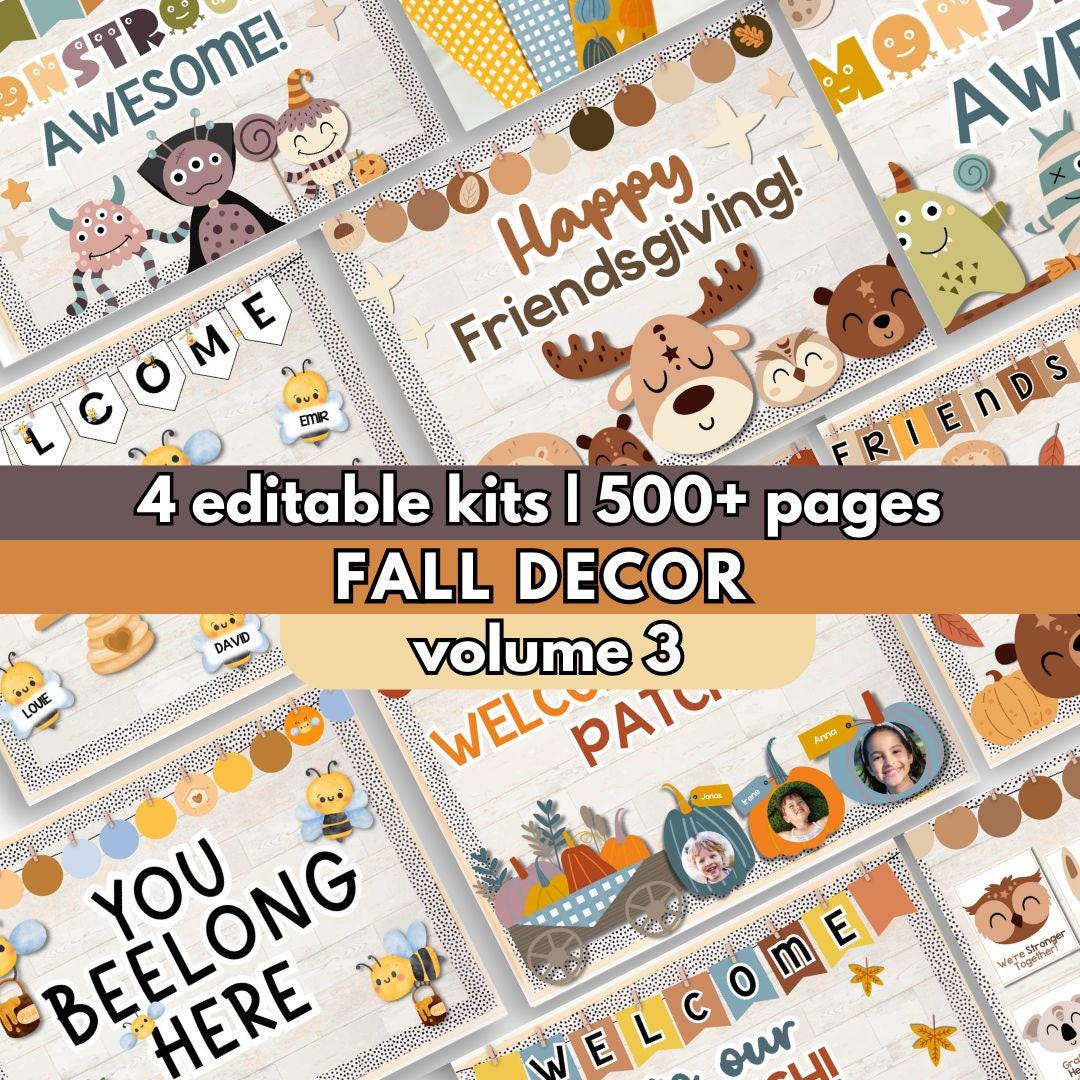 Fall Classroom Decor Bundle - Editable & Printable Bulletin Boards ...