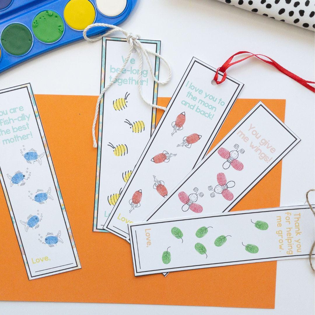 Mother’s Day Fingerprint Bookmarks – Printable Keepsake Templates for ...