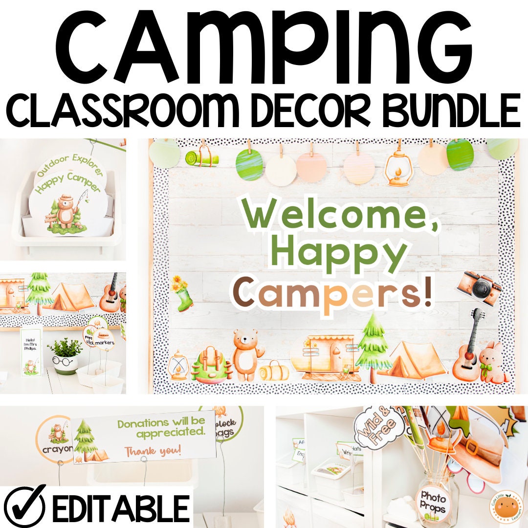 Camping Editable Classroom Decor Bundle, Bulletin Boards, Back to ...