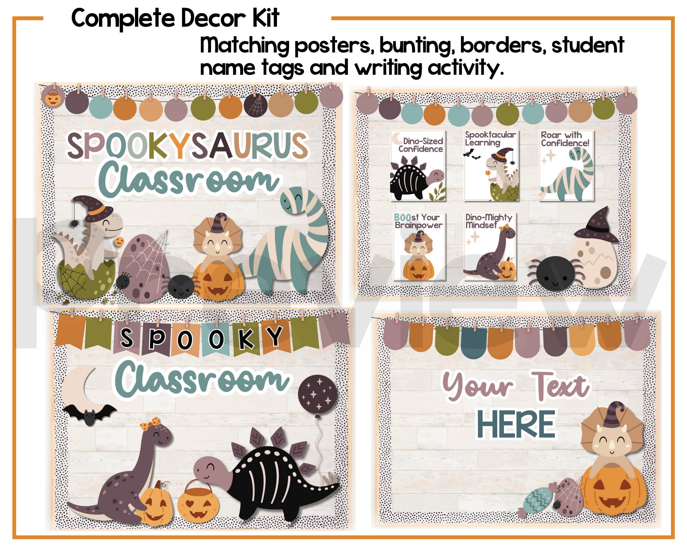 Halloween Dinosaurs Classroom Decor – Bulletin Board and Door Display ...