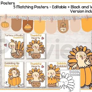 Thanksgiving Little Turkeys Bulletin Board, Printable Classroom Kit ...