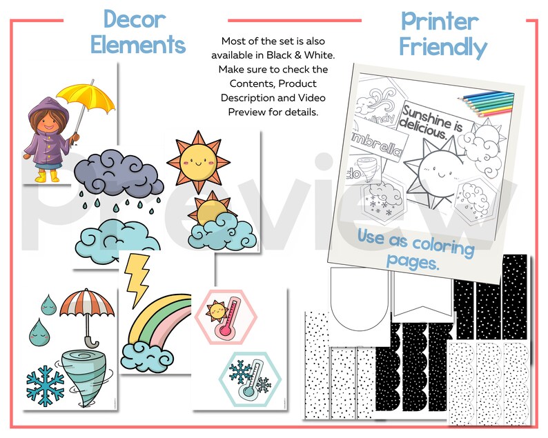 Weather Chart Bulletin Board & Classroom Decor Interactive and Editable ...