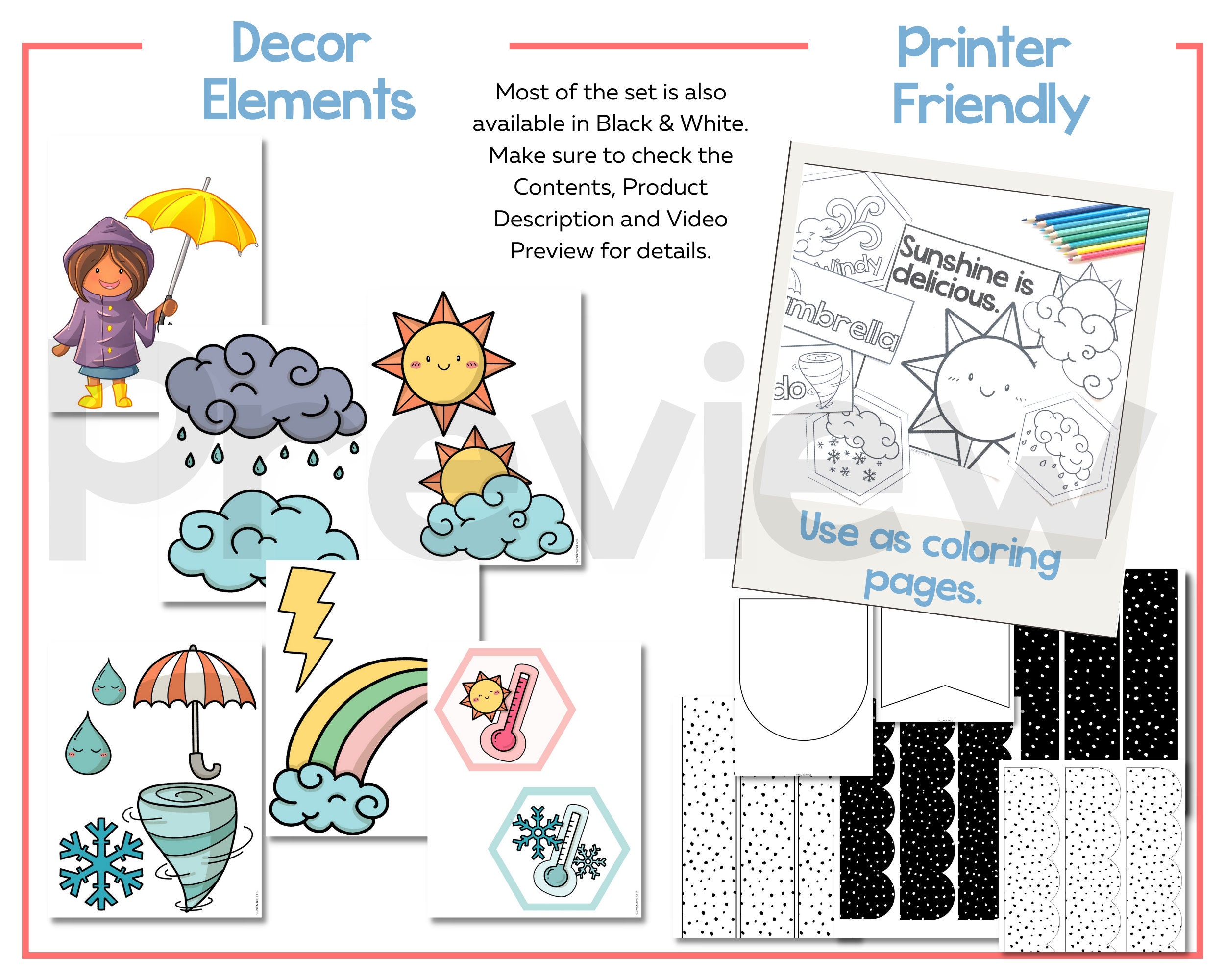 Weather Chart Bulletin Board & Classroom Decor Interactive and Editable ...